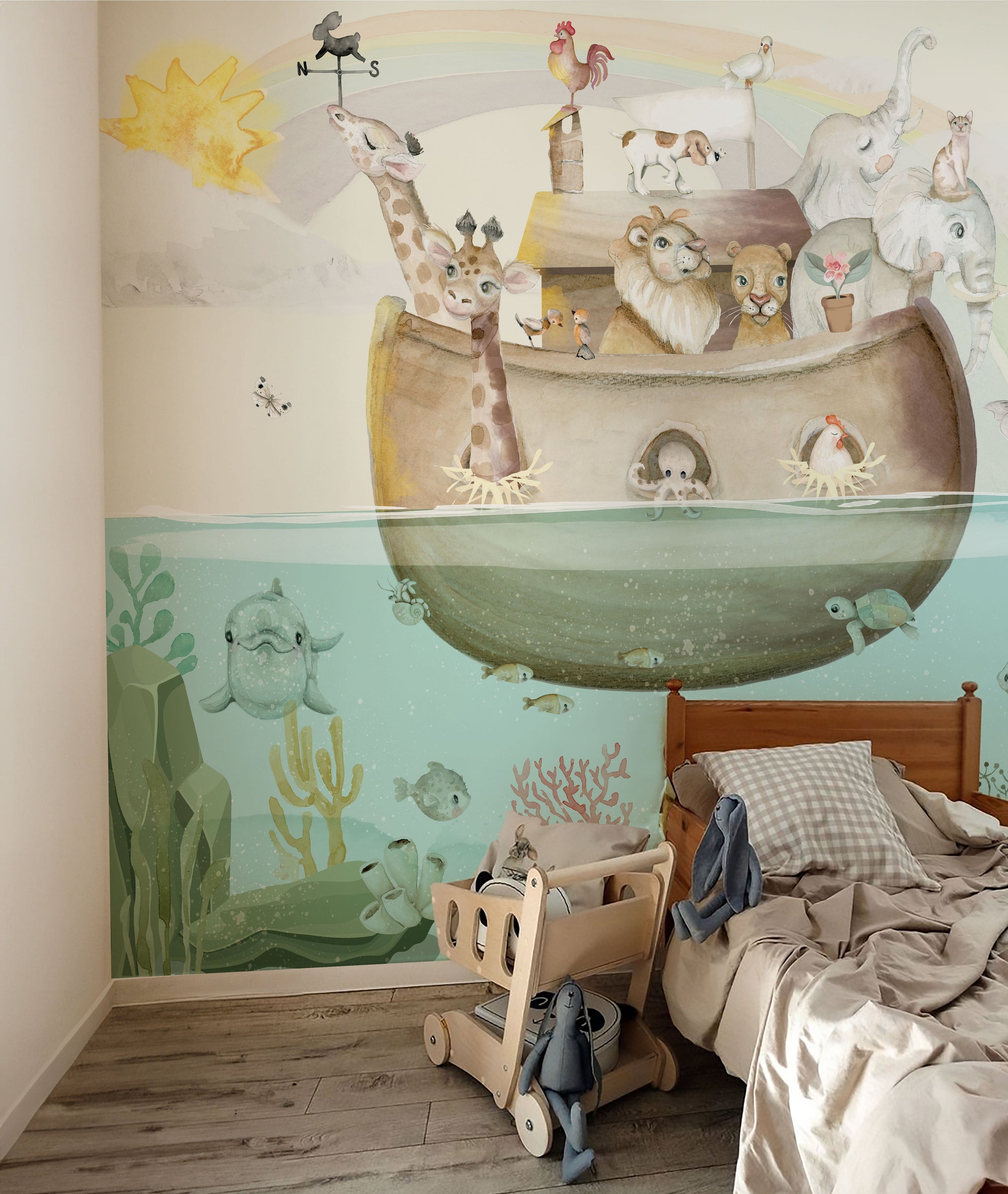 Noah S Ark Mural Wallpaper NOAH'S ARK Wall Paper Self Stick Border